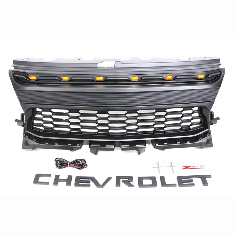 2021-2022 Chevrolet Colorado Grille With Letters and Lights Black