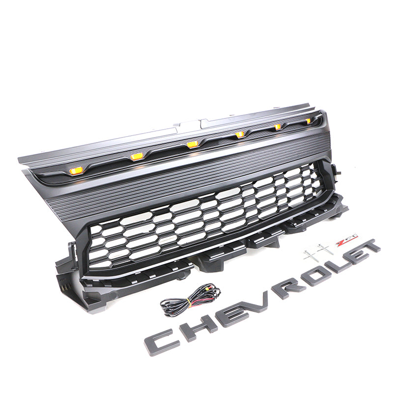 2021-2022 Chevrolet Colorado Grille With Letters and Lights Black