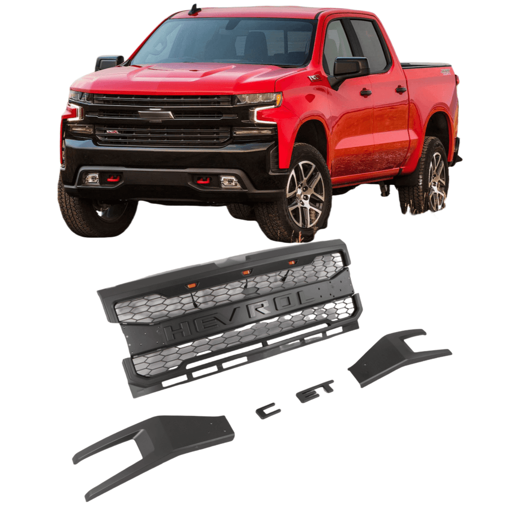 Chevrolet Silverado Grill 2019-2020 With Lights Black