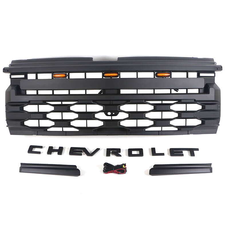 Chevrolet Silverado Grill 2023 2024 With Lights Black