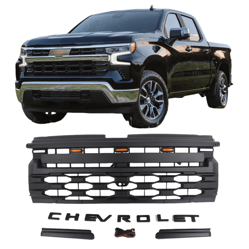Chevrolet Silverado Grill 2023 2024 With Lights Black
