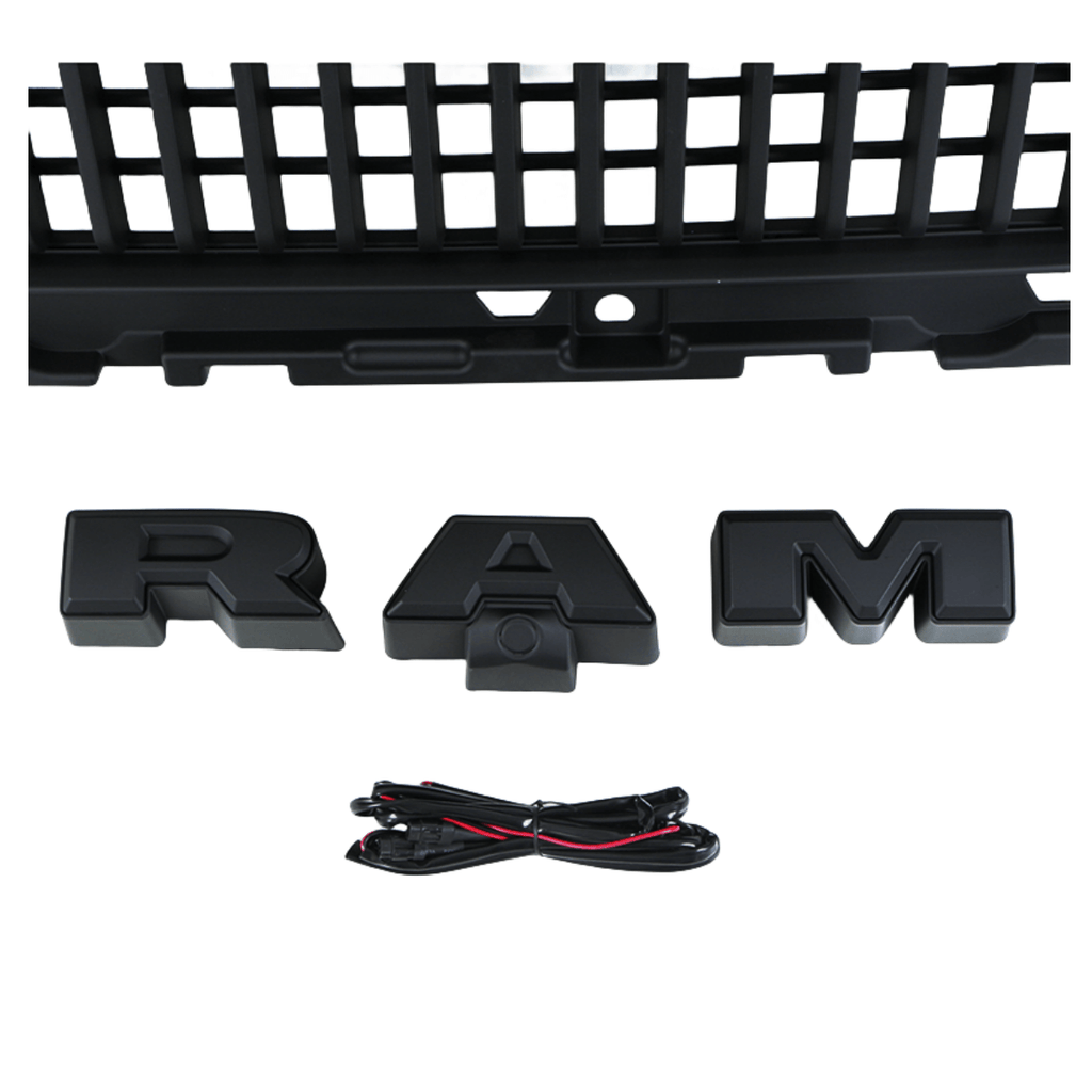 Dodge RAM 2500 3500 Grill 2019-2023 Black With Letters and Lights