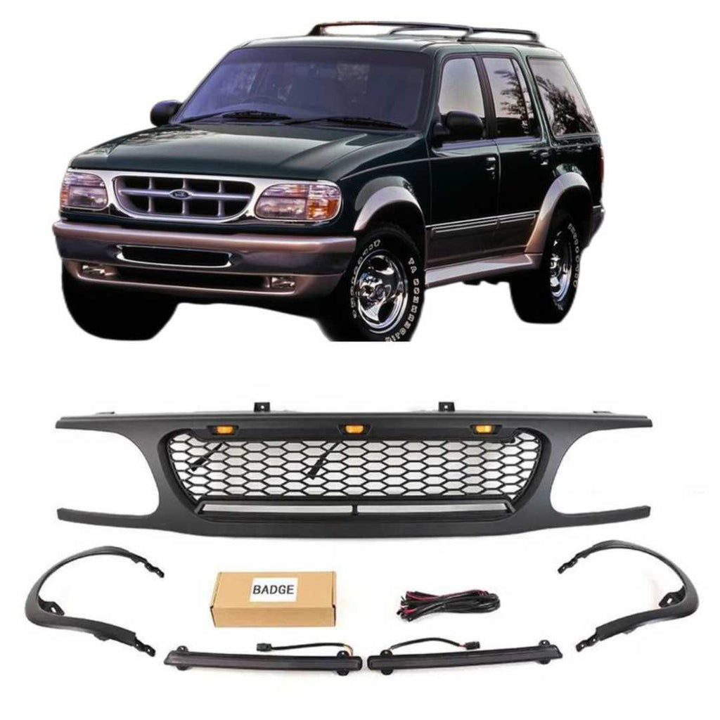 Ford Explorer Grill 1995-2001 With LED lights Black