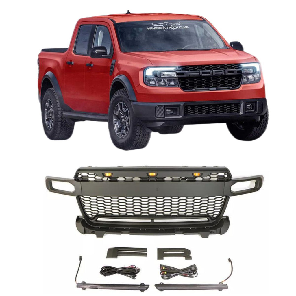 Ford Maverick Grill 2022 2023 With LED Bar And LED Lights Black