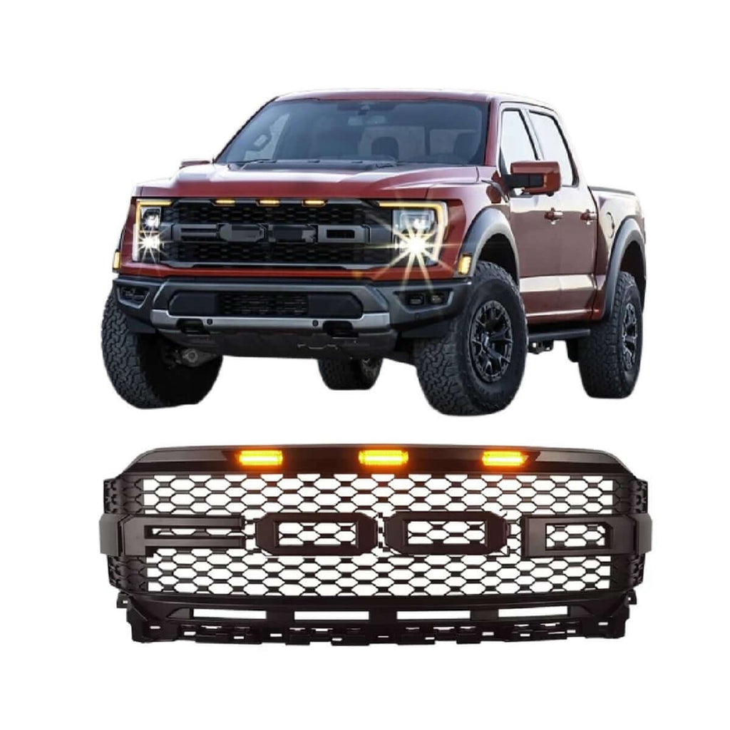 Ford F150 Grill 2021 2022 W/ Lights & Letters Raptor Style