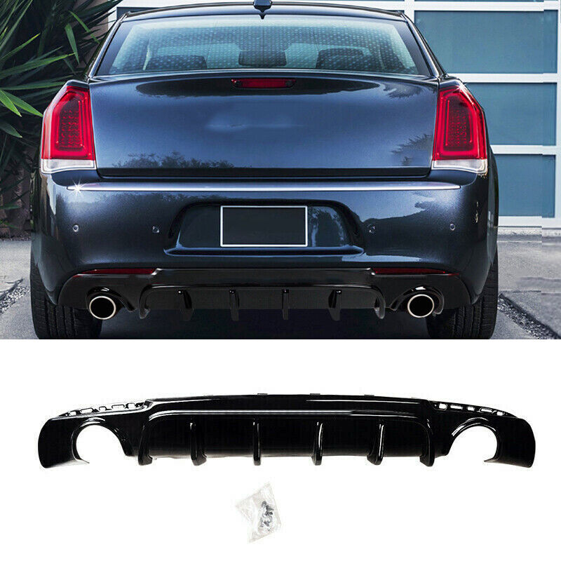 2015-2023 Chrysler 300 Rear Bumper Lip Diffuser Dual Exhaust Gloss Bl