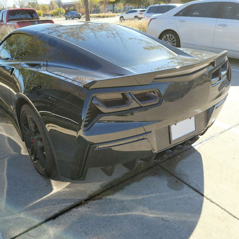 2014-2019 Corvette C7 Rear Bumper Lower Air Diffuser Fins Glossy Black