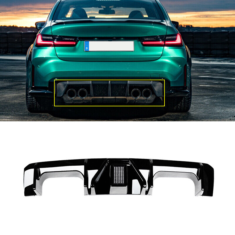 2021-2023 BMW G80 M3 G82 G83 M4 Gloss Black W/LED Light Rear Bumper D