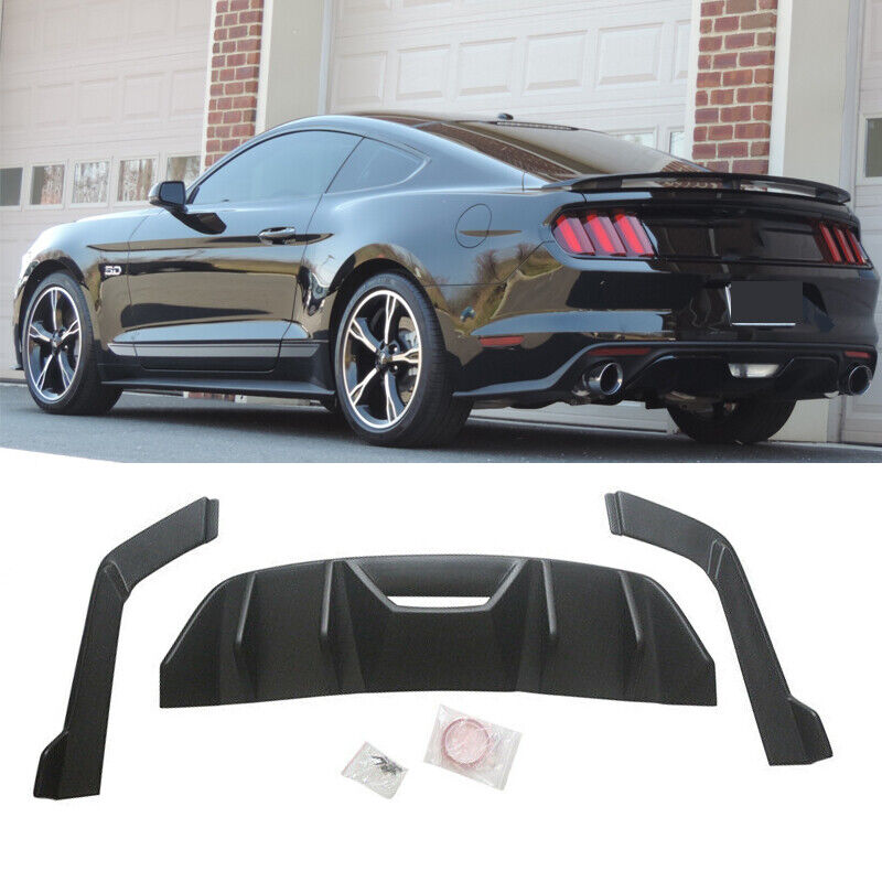 2015 2016 2017 Ford Mustang Rear Bumper Diffuser Valance Lip Matte Bl